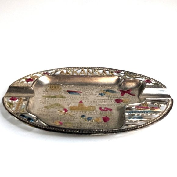 unbranded | Accents | Vintage State Arkansas Hand Painted Tin Metal Souvenir Ashtray Japan 95s ...